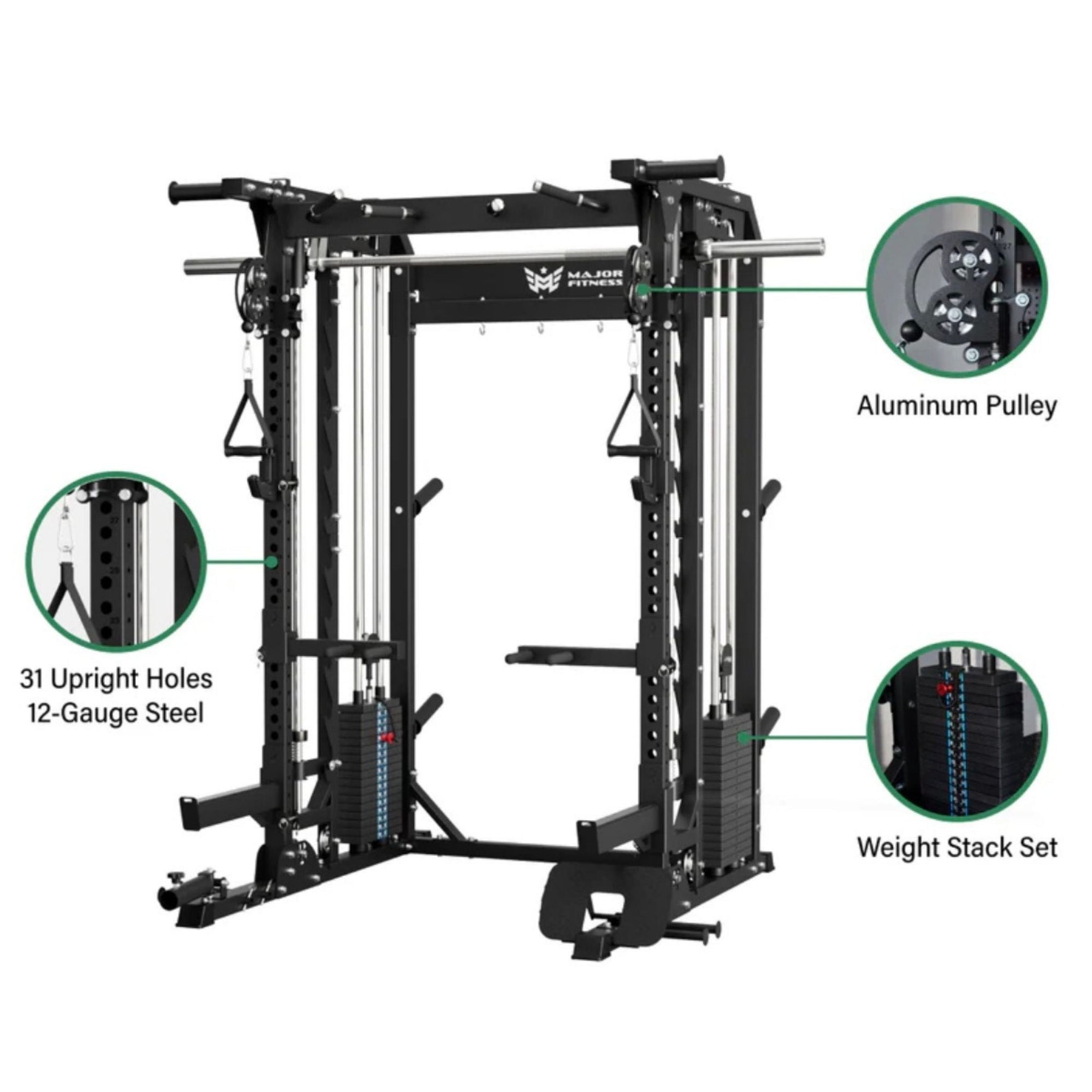 Major Fitness F22 Pro All-in-One Power Rack with Functional Trainer ...