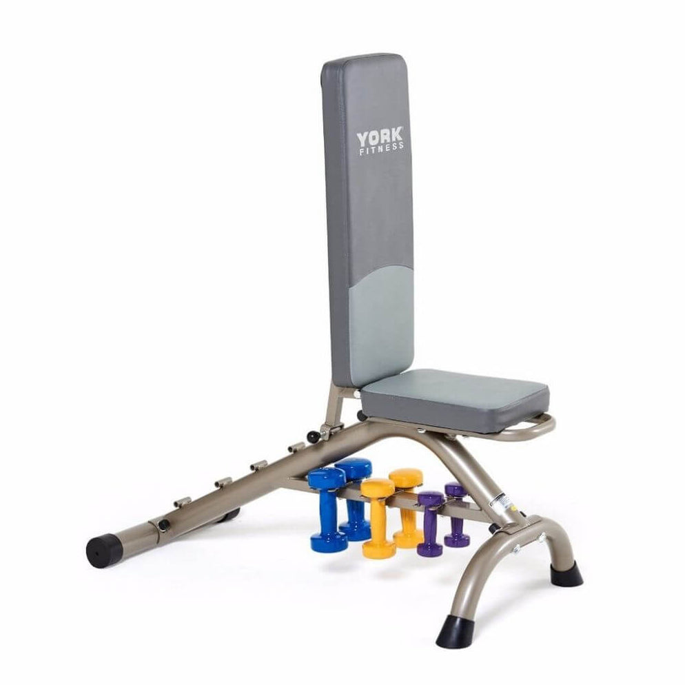 York Barbell 45071 Multi Position Fitness Bench With Fitbell Storage ...