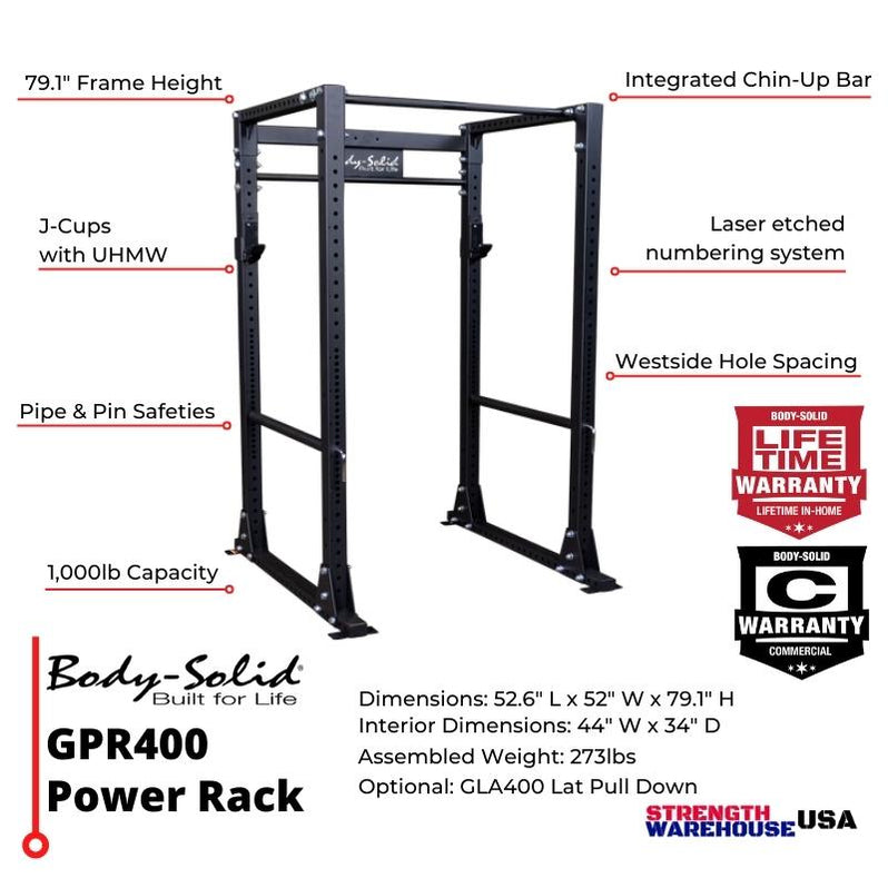 Body-Solid GPR400 Commercial Power Rack — Strength Warehouse USA