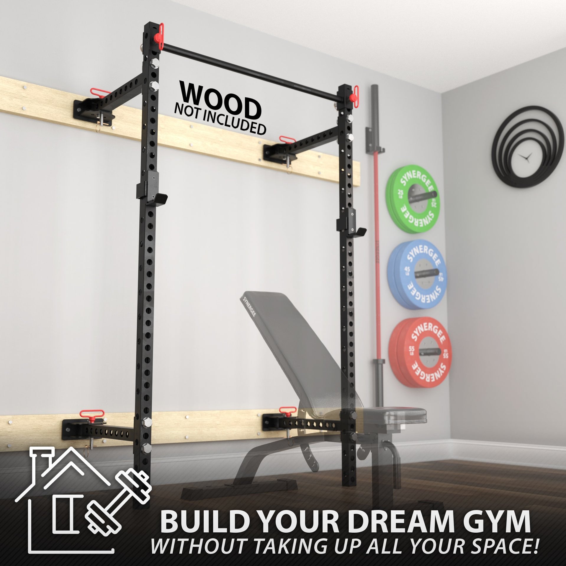 Synergee Foldable Wall-Mounted Squat Rack — Strength Warehouse USA