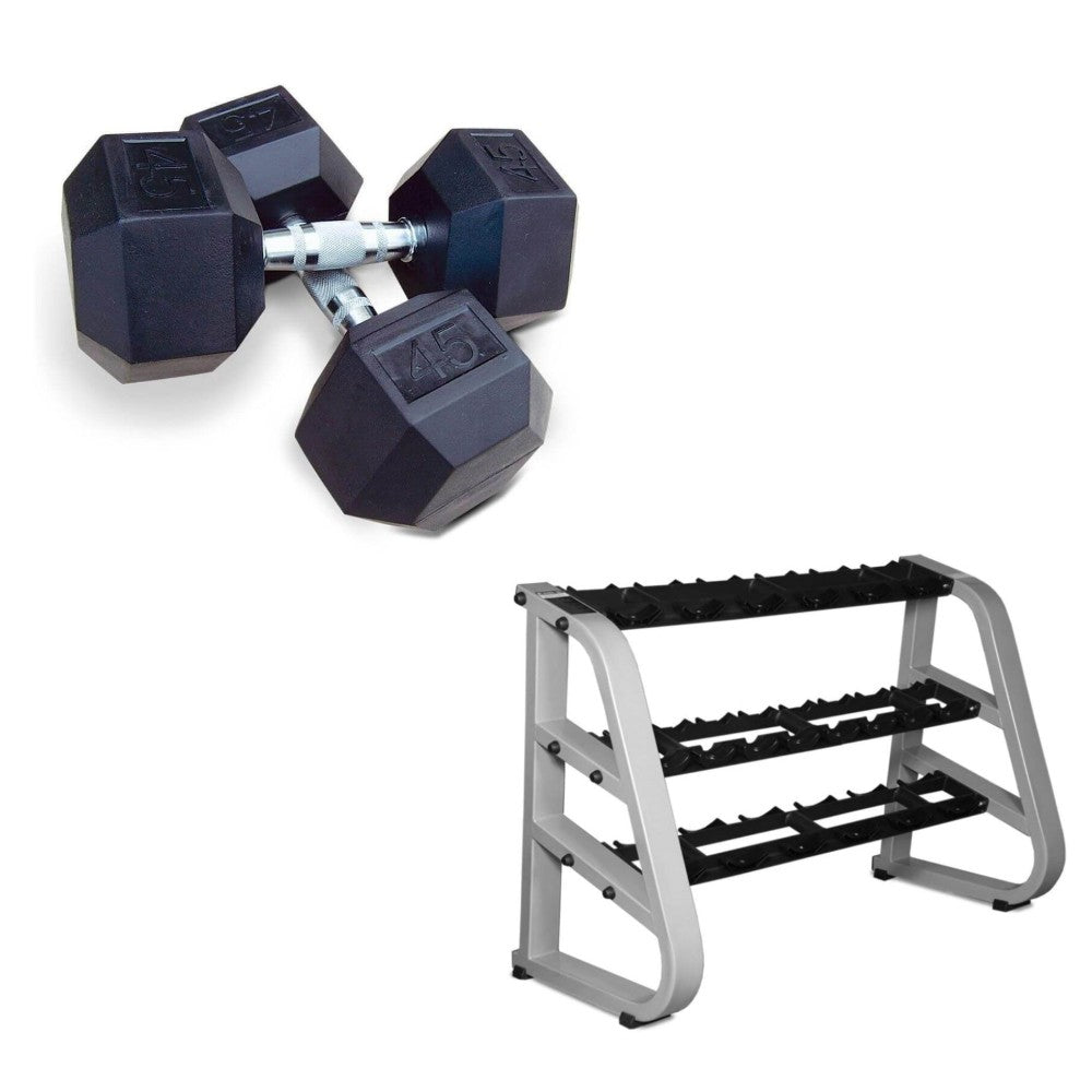 Intek Strength 5-50lb Rubber Hex Dumbbell Package — Strength Warehouse USA