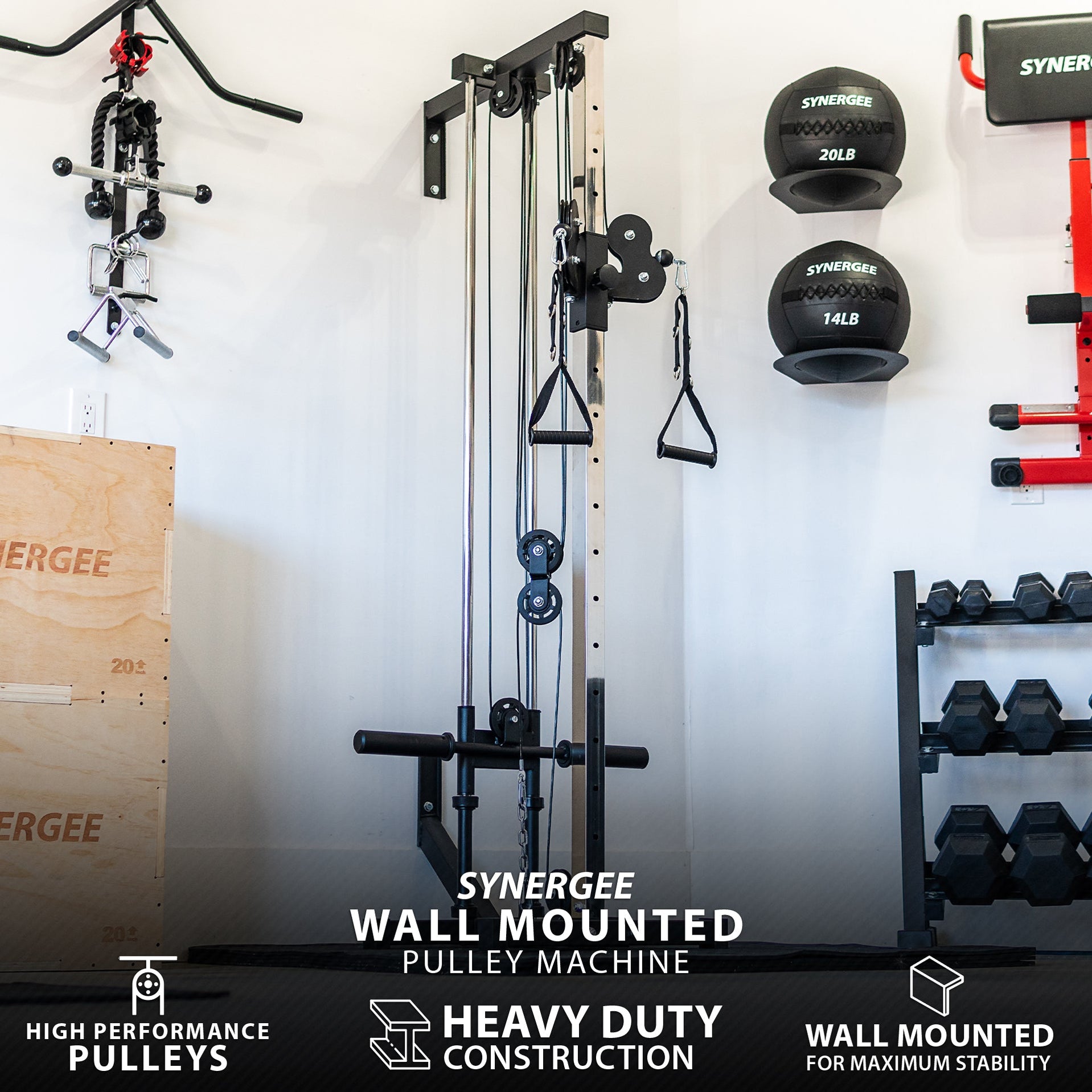 Synergee Wall Mounted Adjustable Dual Pulley Machine — Strength ...